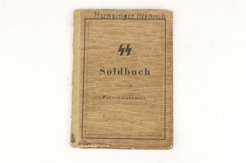 Late war SS-Soldbuch to Heinrich Hunsinger, 5. SS-Ausb. Abt. – fjm44