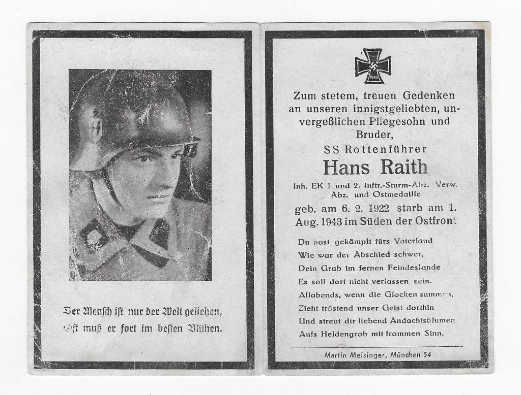 Eastern front death card SS Rottenführer Totenkopf – fjm44