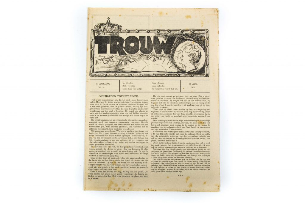 Illegal resistance newspaper Trouw 19 August 1943 – fjm44