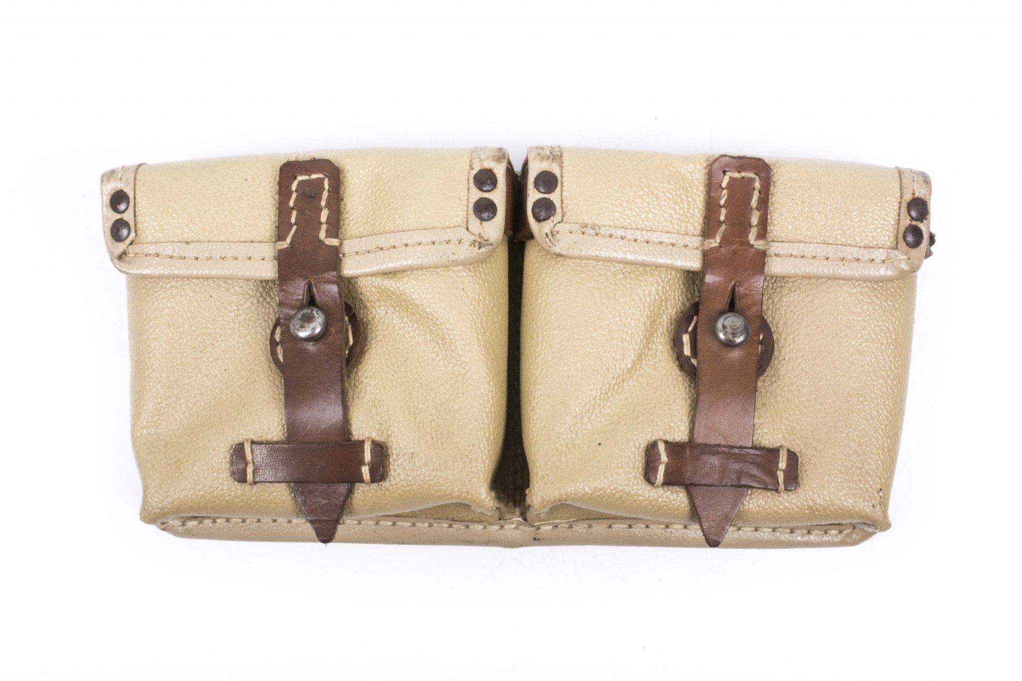 K43/G43 tan vinyl ammunition pouch marked ros 1944 – fjm44