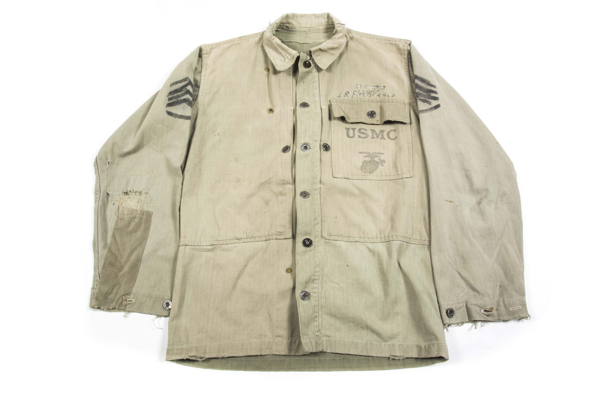 USMC P44 jacket with stencilled ranks named Fitzgerald – fjm44