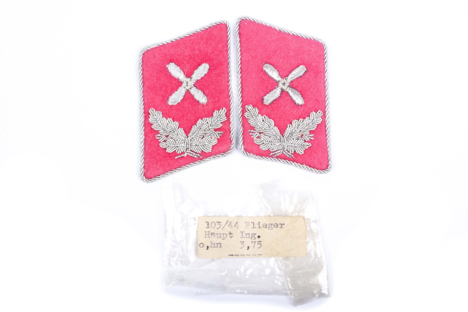 Unissued Luftwaffe engineer collar tabs in original wrapping – fjm44