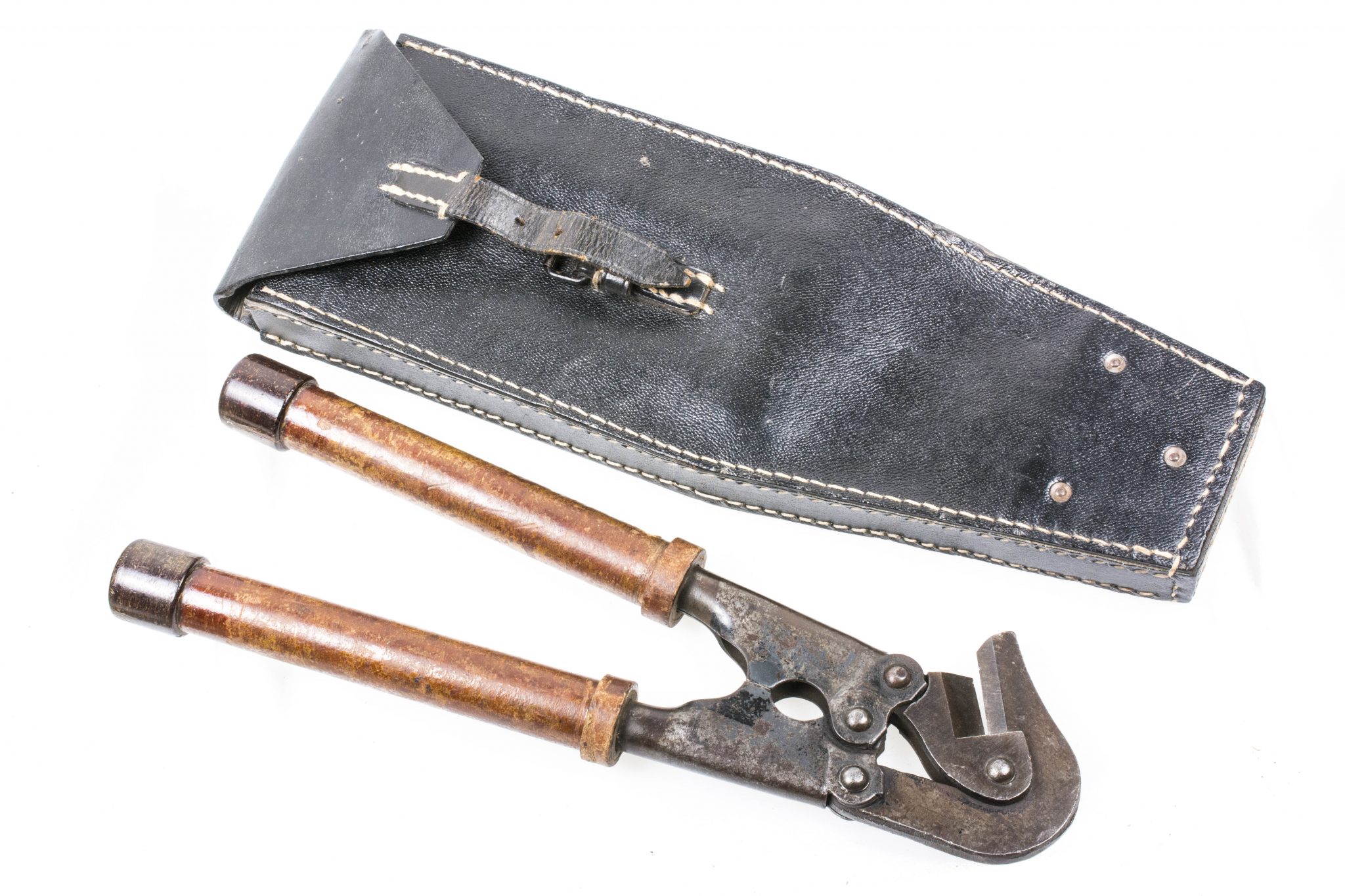 Short handled wire cutters with rare Pressstoff pouch marked Leuner ...