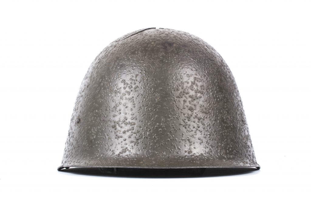 Rare shrapnel damaged pre war Polish WZ31 helmet with salamander style ...