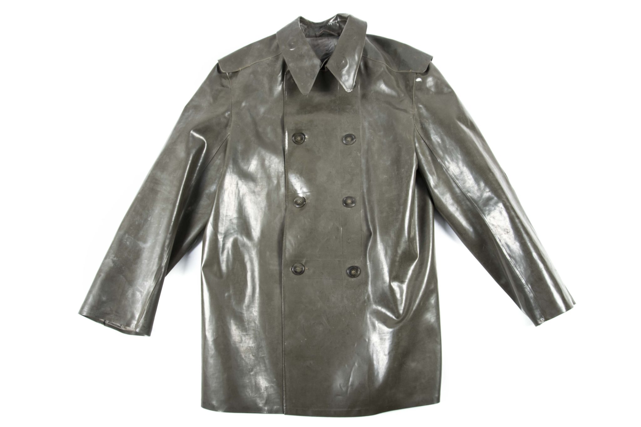 Unissued Kriegsmarine rubber foul weather jacket marked ebd 1941 – fjm44