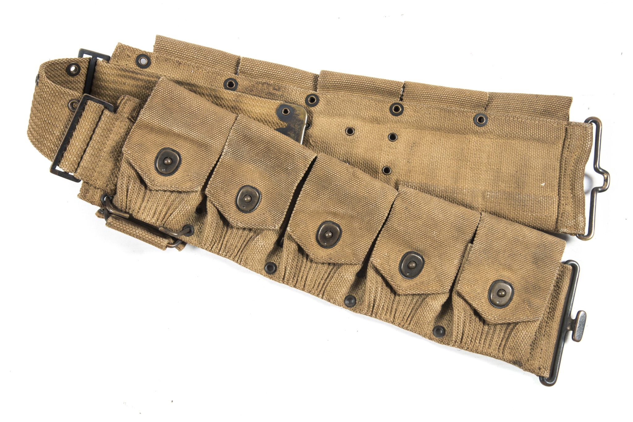 US M1910 cartridge belt with rare canteen extension hook – fjm44